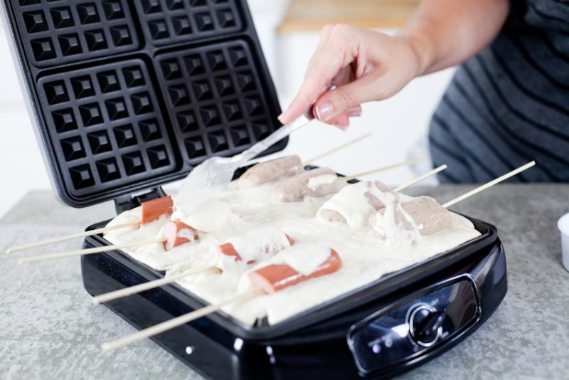 Waffle Dogs on a Stick with Orange Maple Glaze - Fresh Mommy Blog