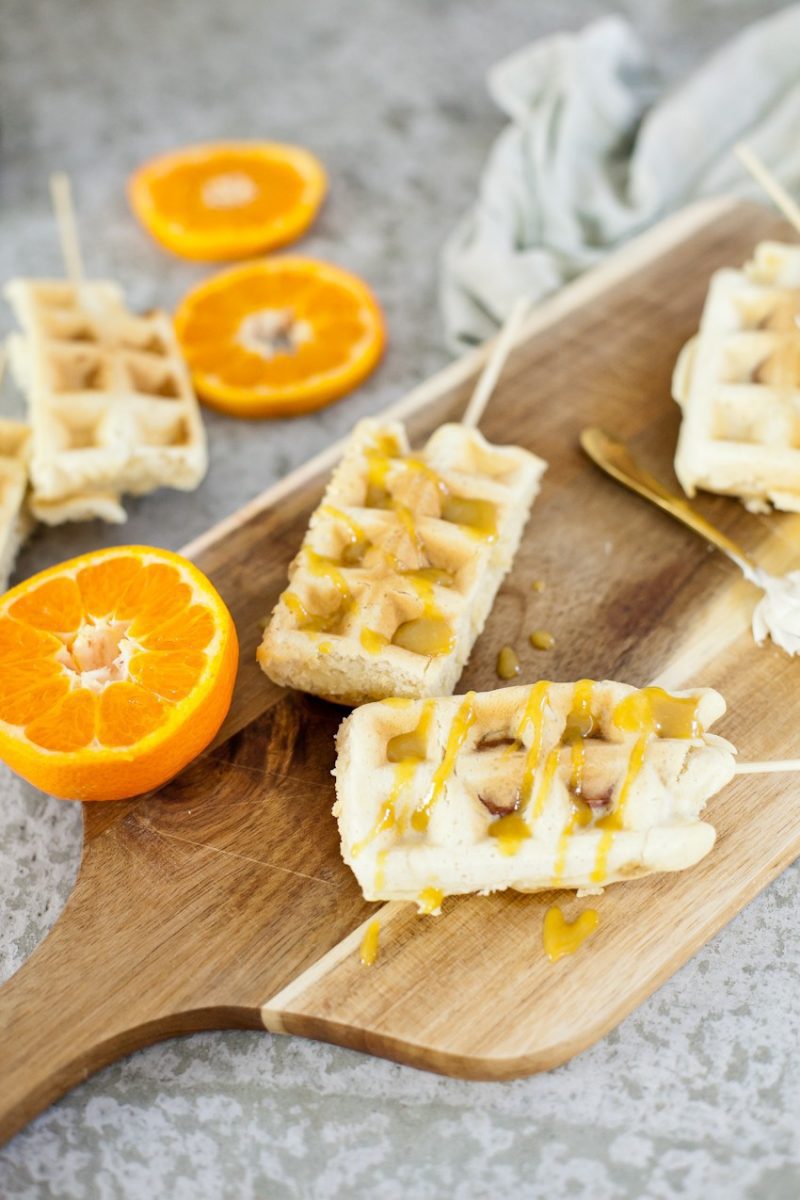 Waffle Dogs on a Stick with Orange Maple Glaze - Fresh Mommy Blog