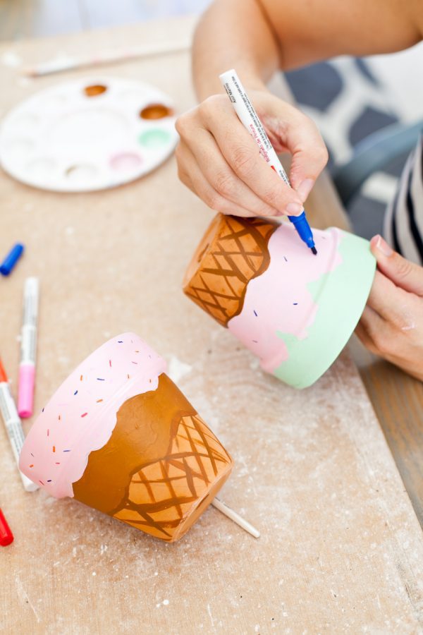 Waffle Cone Ice Cream Painted Flower Pots - Fresh Mommy Blog