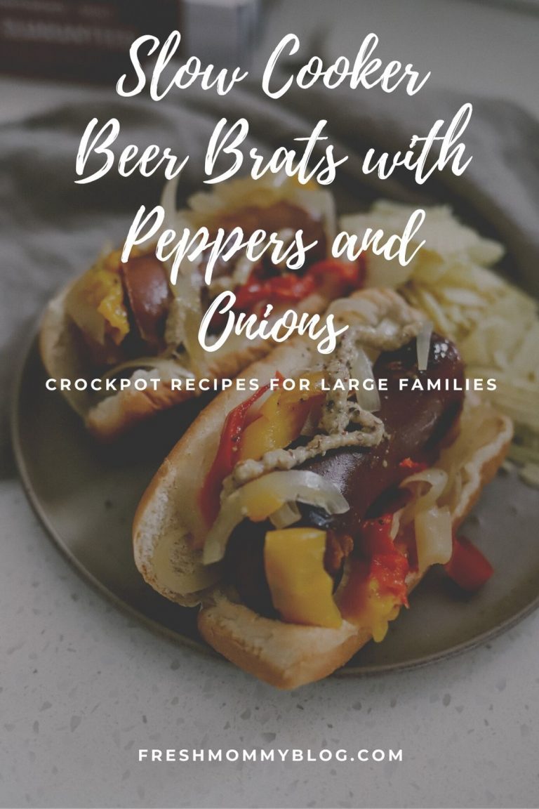 Slow Cooker Beer Brats with Peppers and Onions - Fresh Mommy Blog